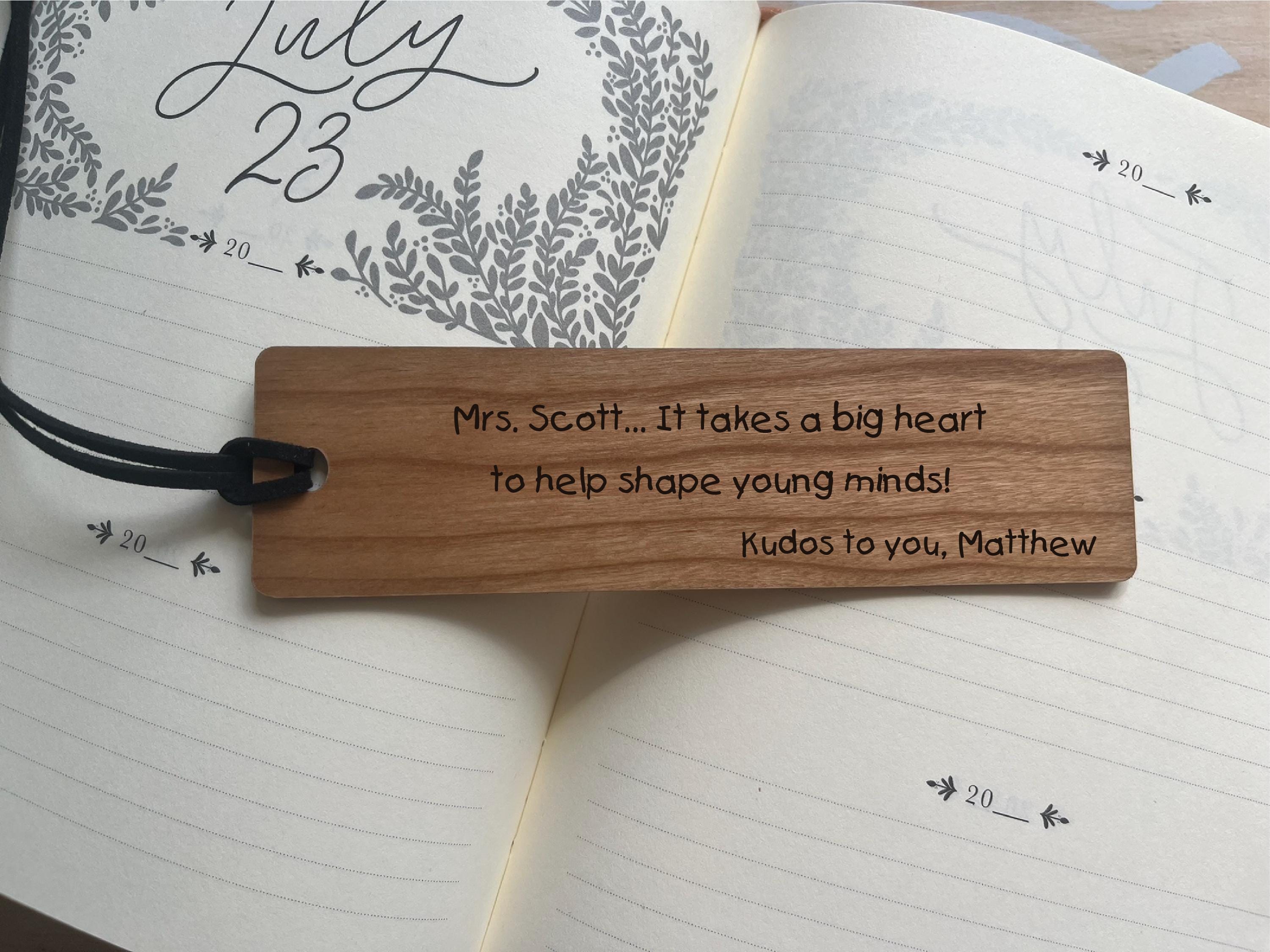 Personalized Wood Bookmark for Teacher | Laser Engraved With Suede ...