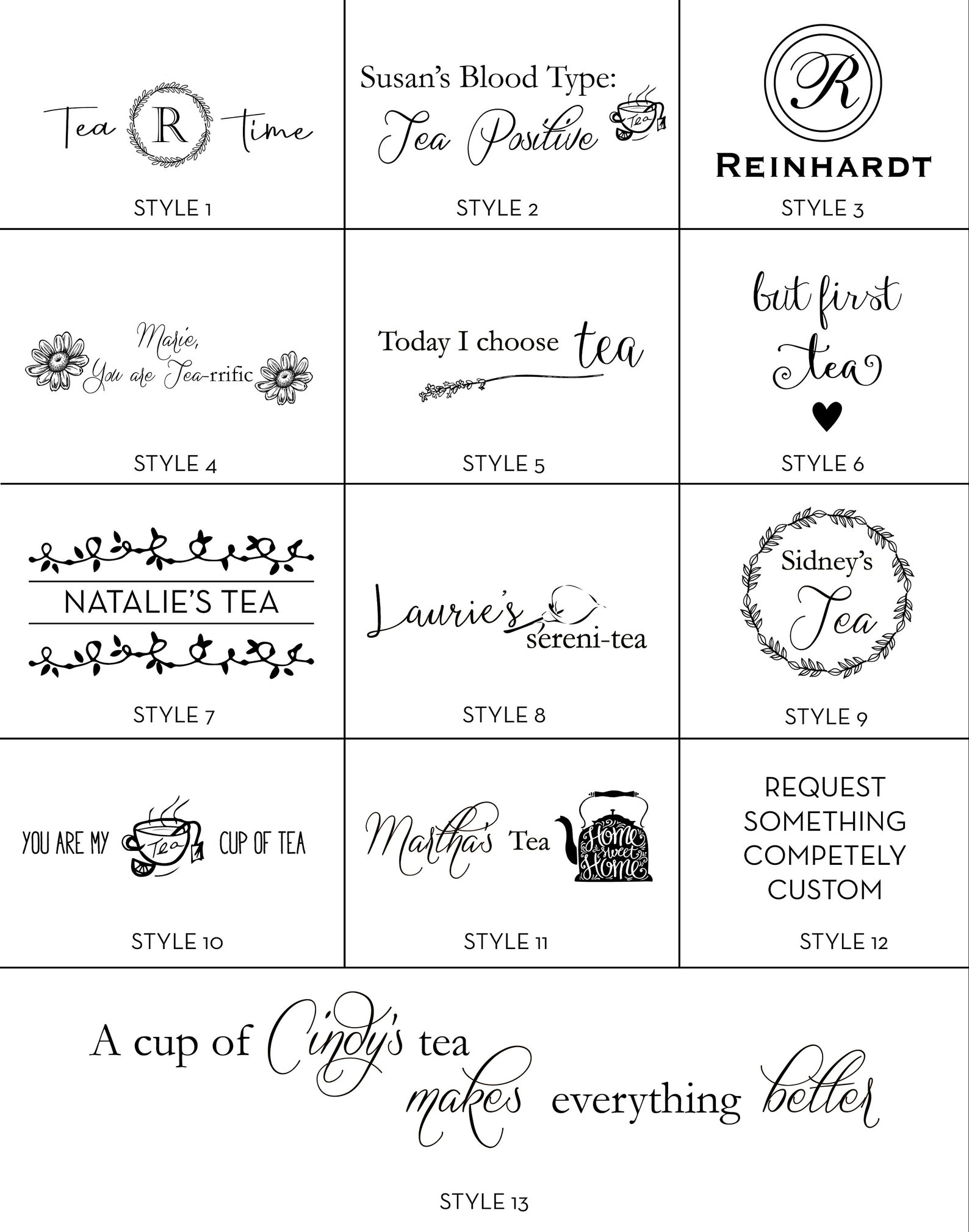 Tea Time Monogram Tea Box Wood Tea Box Engraved | Etsy