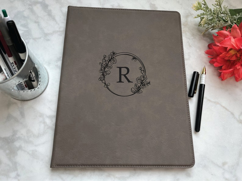 Personalized Faux Leather Padfolio: Custom Laser Engraved Portfolios - Etsy