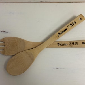 Personalized Kitchen Utensils Wood Engraved, Cooking Utensils Set of 2 ...