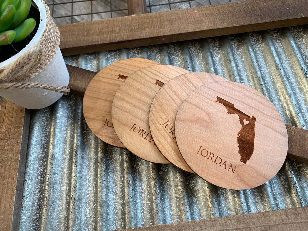 Custom State Coasters ANY STATE Love My State Personalized Wood Coaster ...