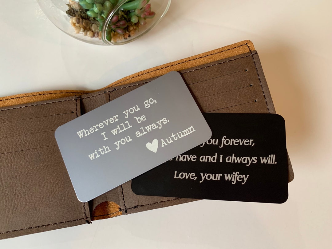 Personalized Wallet Insert Card: Engraved Aluminum Boyfriend Gift - Etsy