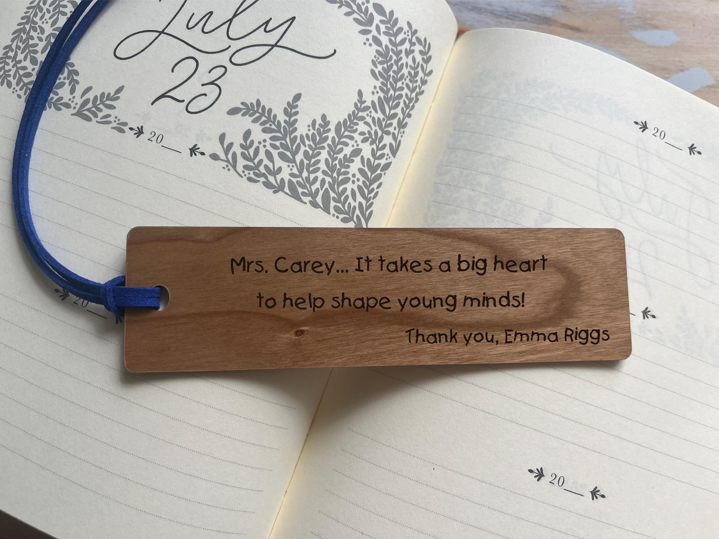Personalized Wood Bookmark for Teacher | Laser Engraved With Suede ...