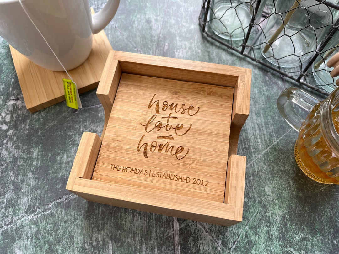 Custom Coasters With Holder, Housewarming Gift, Closing Gift From ...