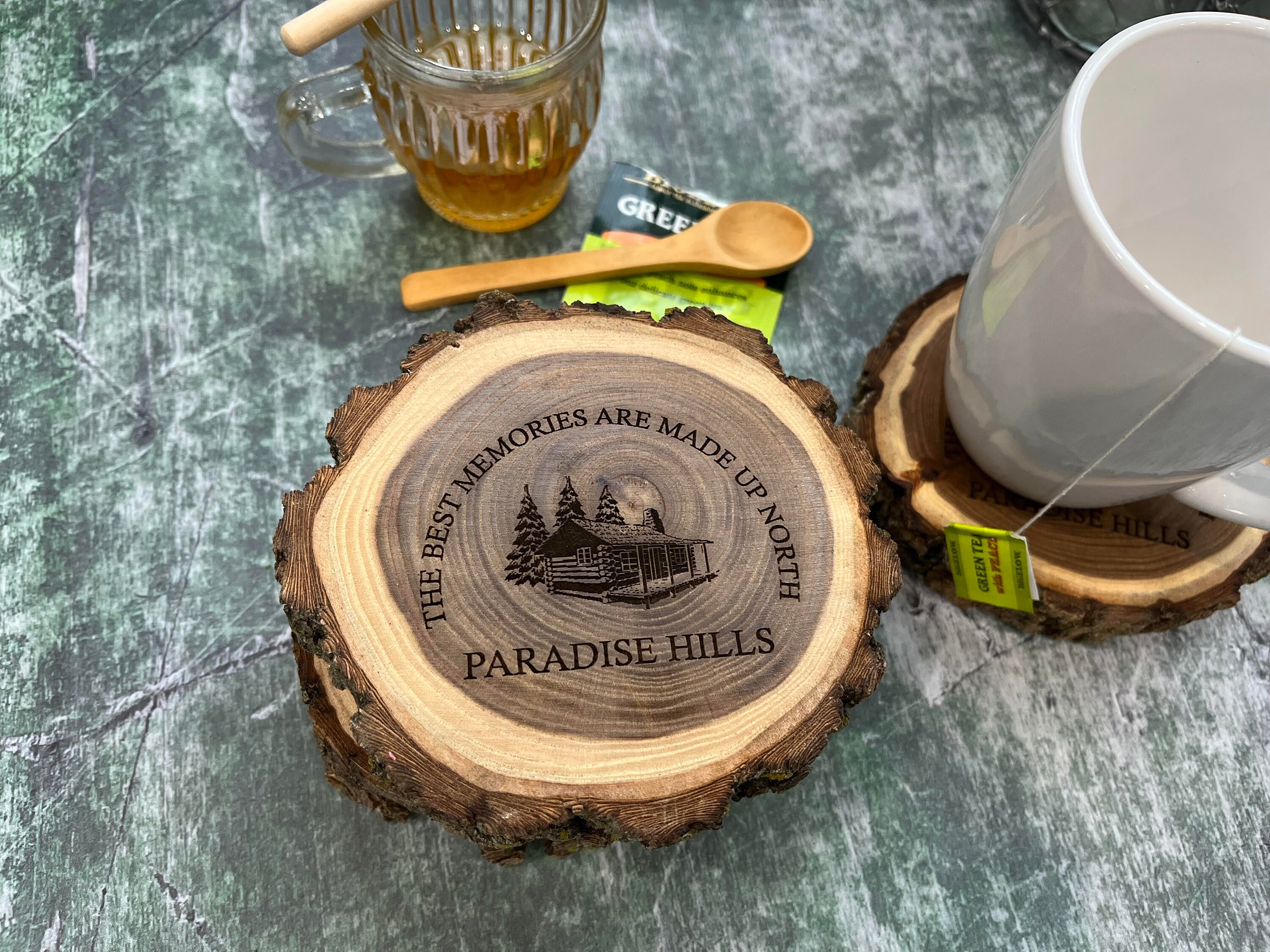 Personalized Cabin Log Coasters | Cabin Decor | up North Decor | Gift ...