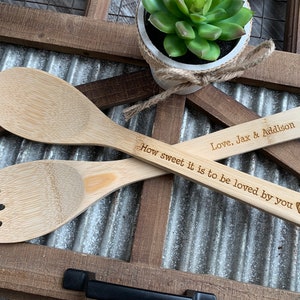 Personalized Kitchen Utensils Wood Engraved, Cooking Utensils Set of 2 ...
