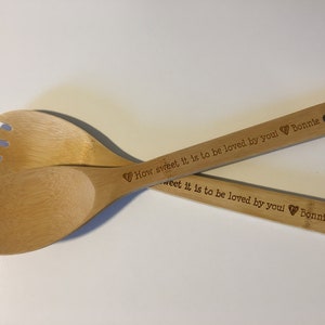 Personalized Kitchen Utensils Wood Engraved, Cooking Utensils Set of 2 ...