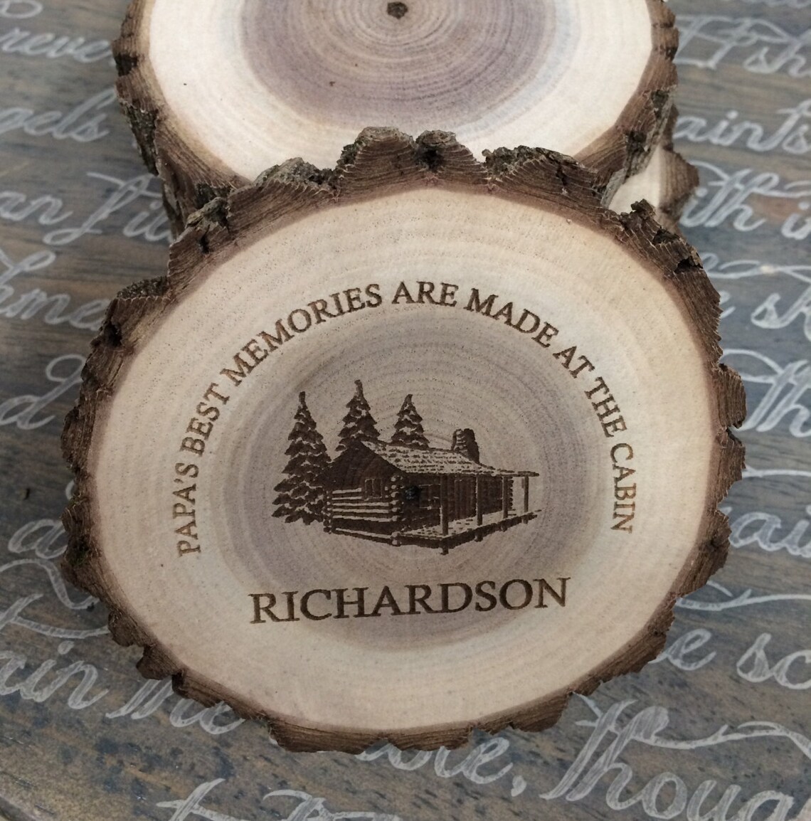 Personalized Cabin Log Coasters Cabin Decor Up North Decor | Etsy