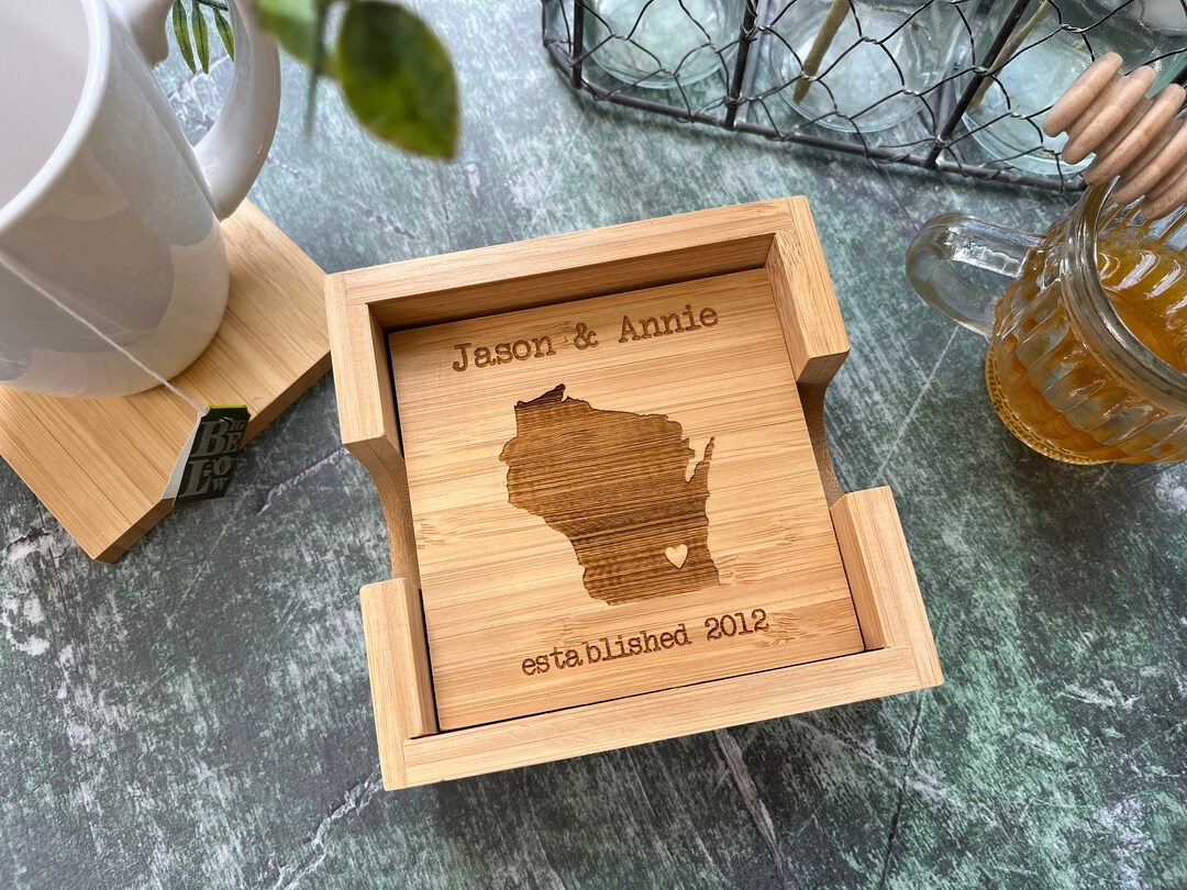 Personalized State Coasters Set of 4, Personalized Christmas Gift, Gift ...