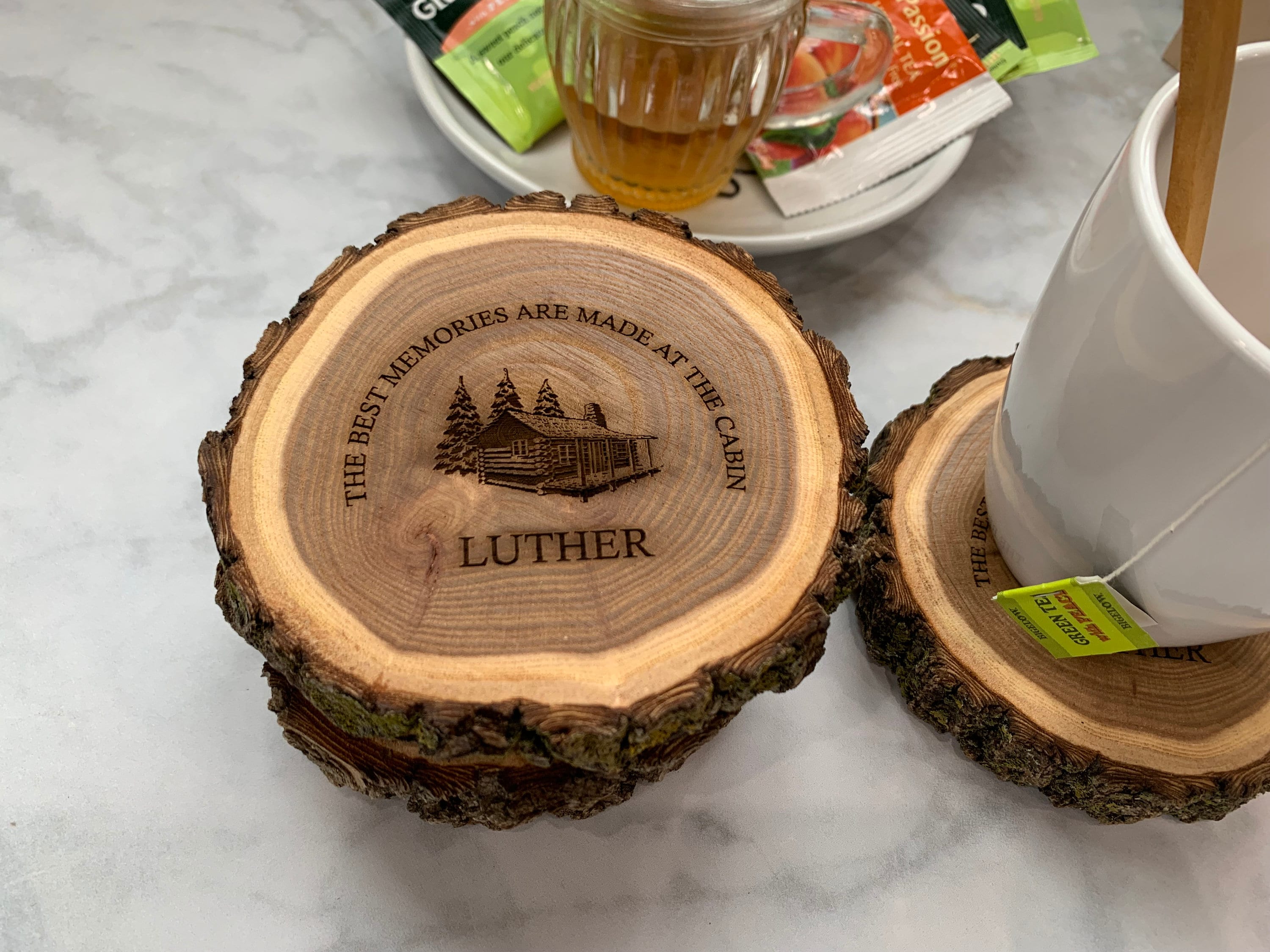 Personalized Cabin Log Coasters | Cabin Decor | up North Decor | Gift ...