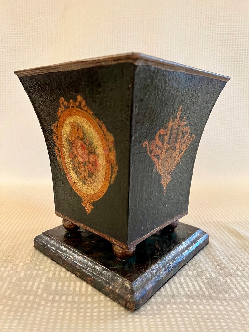 Tole Flared Vases on Painted Marble Bases - Etsy