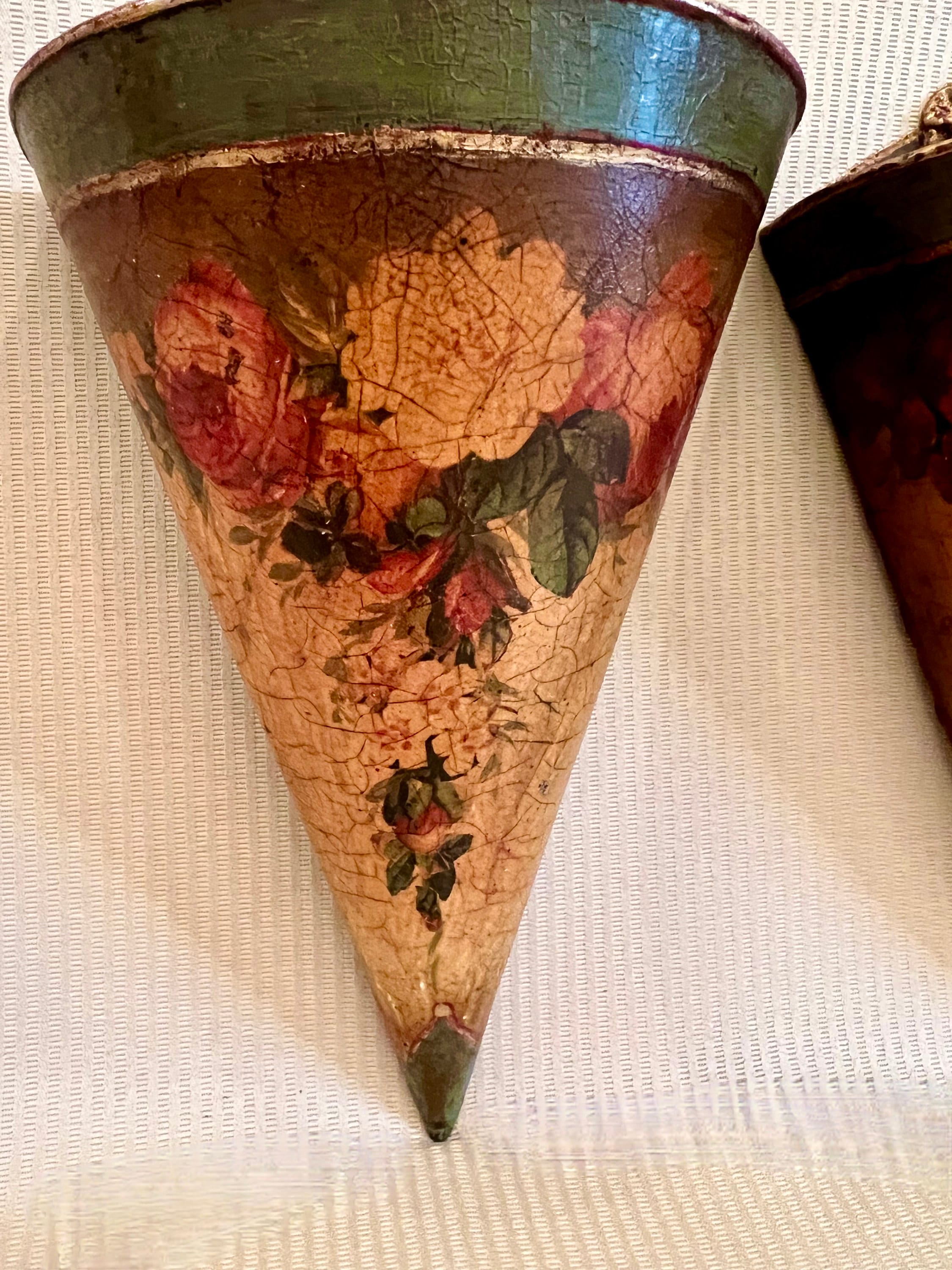 Tole Wall Pockets With Flowers and Bows - Etsy