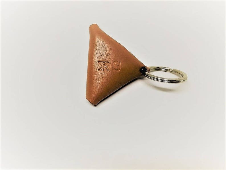 Engraved Leather Keychain Leather Key Case Triangle Leather - Etsy