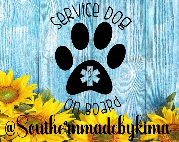 Attention Service Dog on Board Decal, SVG File, PNG File, Digital File ...