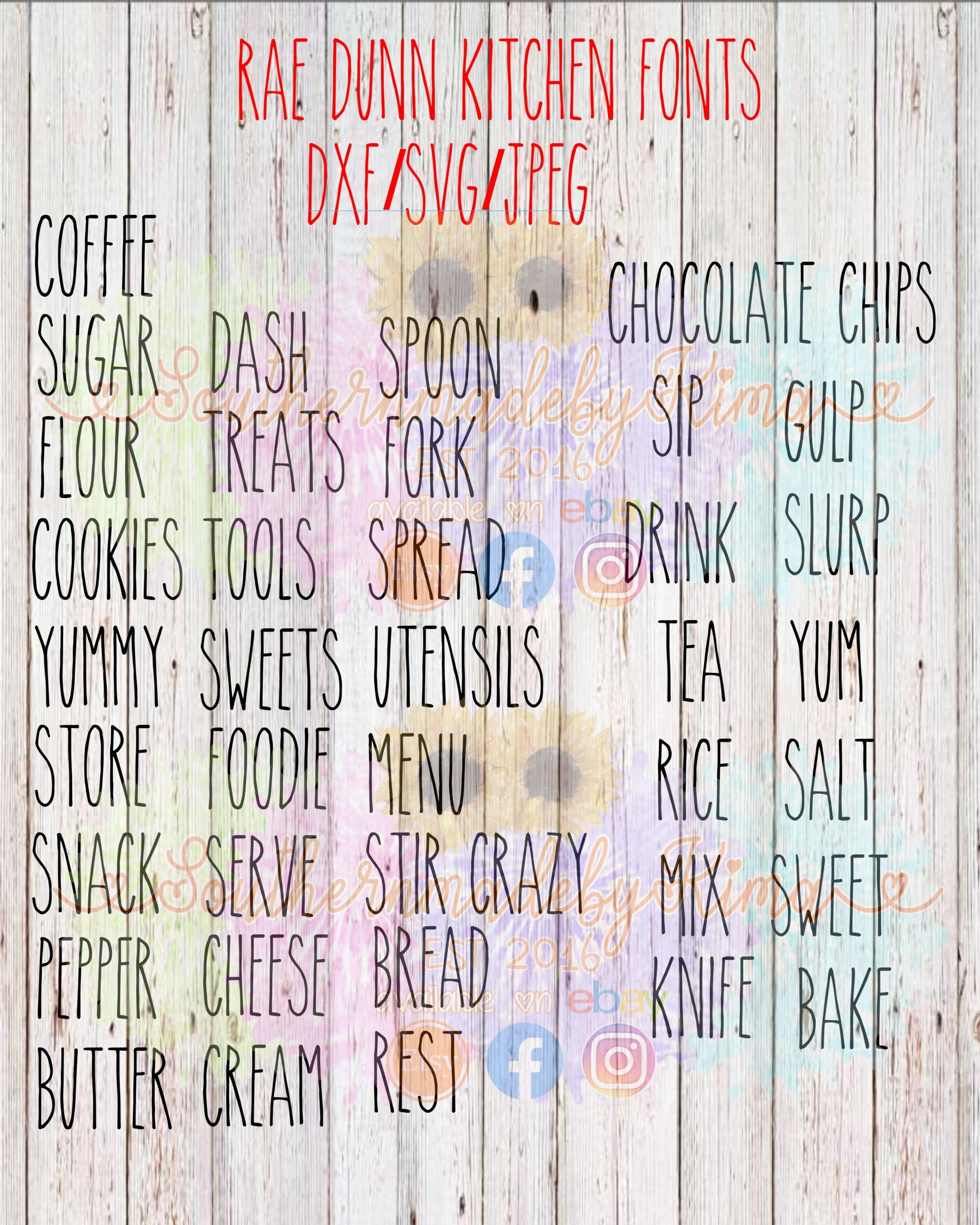 Rae Dunn Inspired Kitchen 38 Fonts Cut File for Silhouette or - Etsy