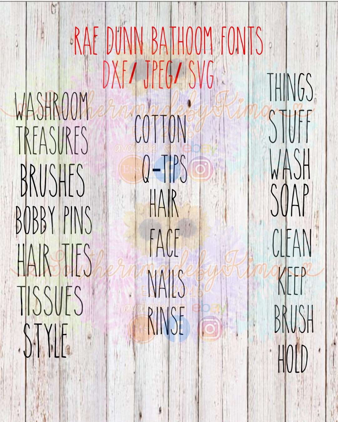 Dunn Inspired Bathroom Decor Fonts. Svg Dxf Jpeg 21 Fonts - Etsy