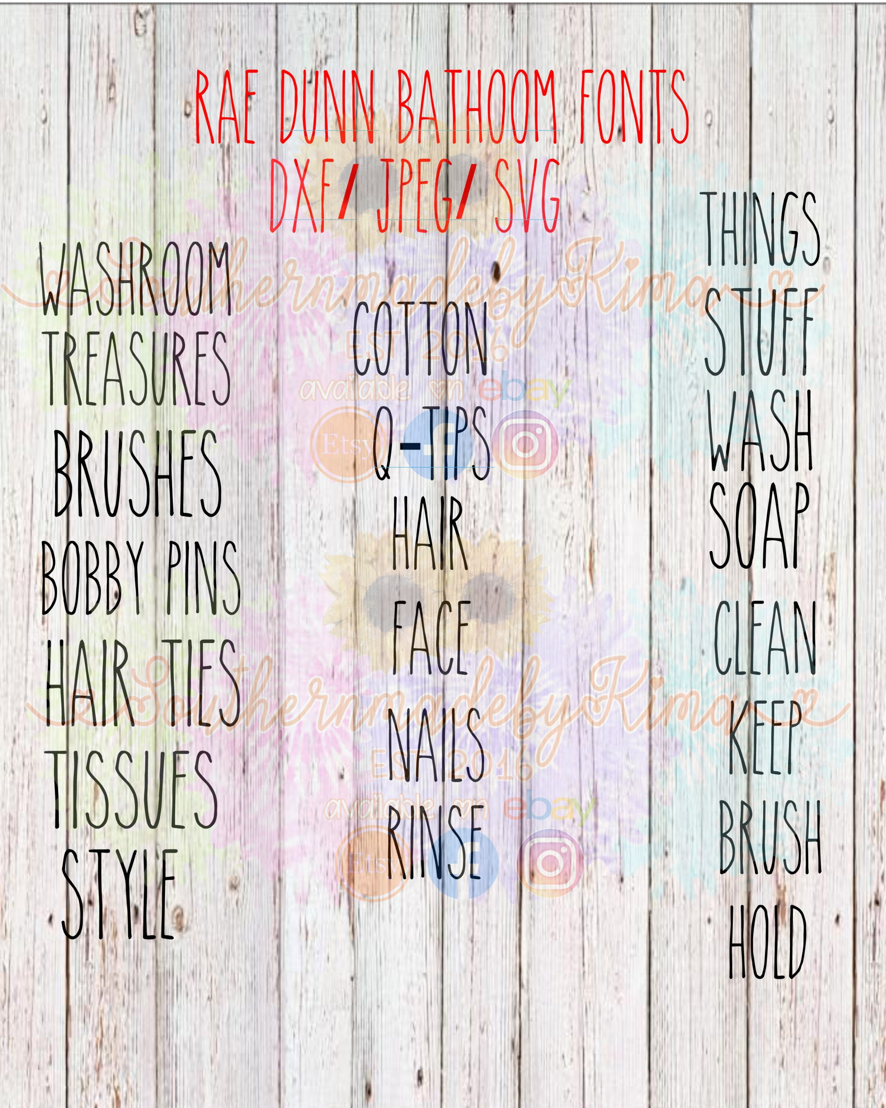 Dunn Inspired Bathroom Decor Fonts. Svg Dxf Jpeg 21 Fonts - Etsy