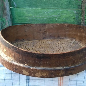 Antique Primitive Rare Wooden Leather Sieve 1800s Sieve - Old Large ...