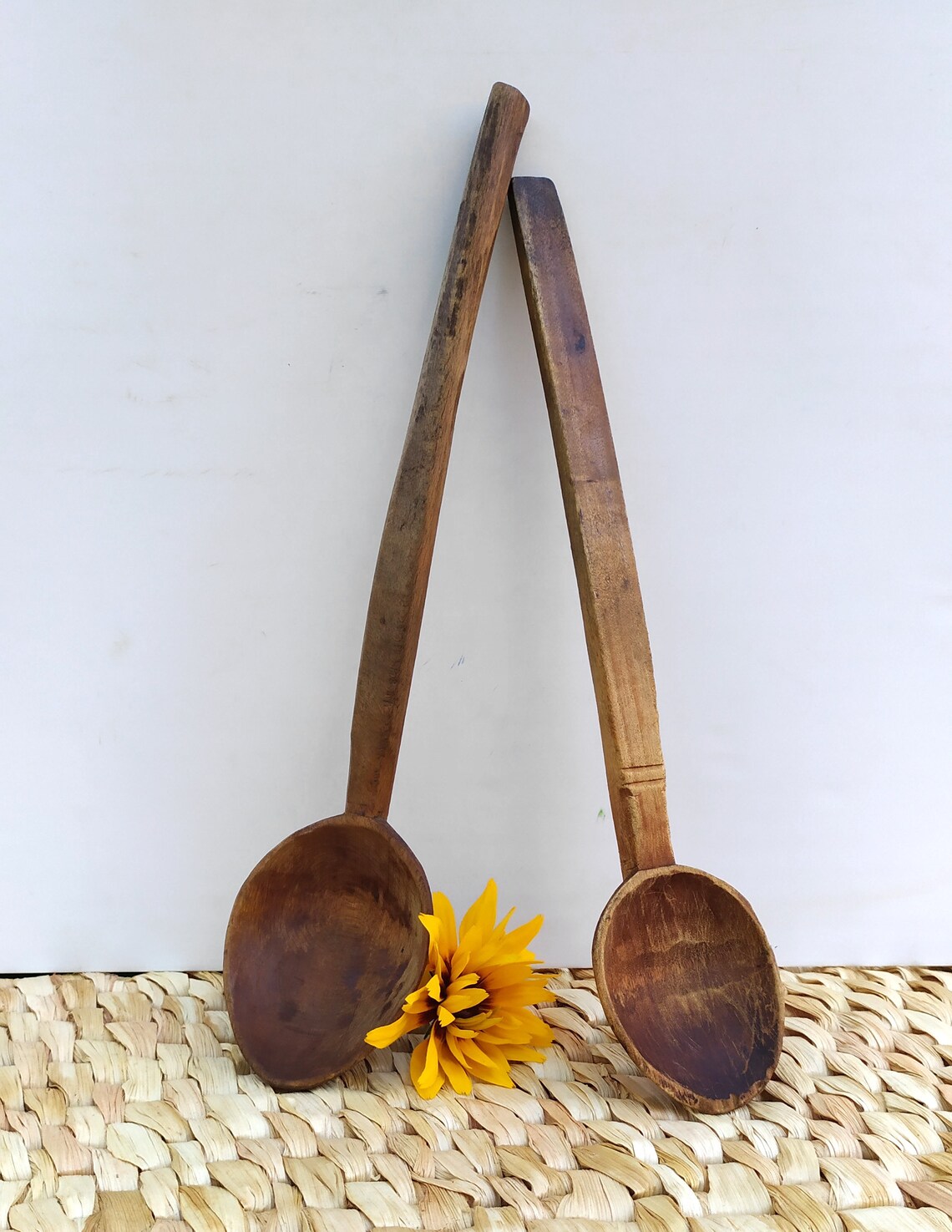 Antique Primitive Hand Carved Wooden Spoons Lot of 2 - Etsy