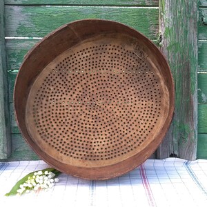 Antique Primitive Rare Wooden Leather Sieve 1800s Sieve - Old Large ...