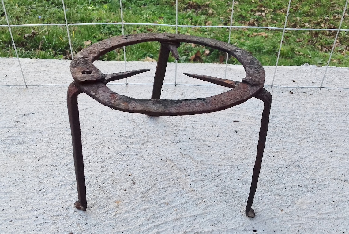 19c. Antique Rare Old Hand Forged Wrought Iron Trivet for Fireplace - Etsy