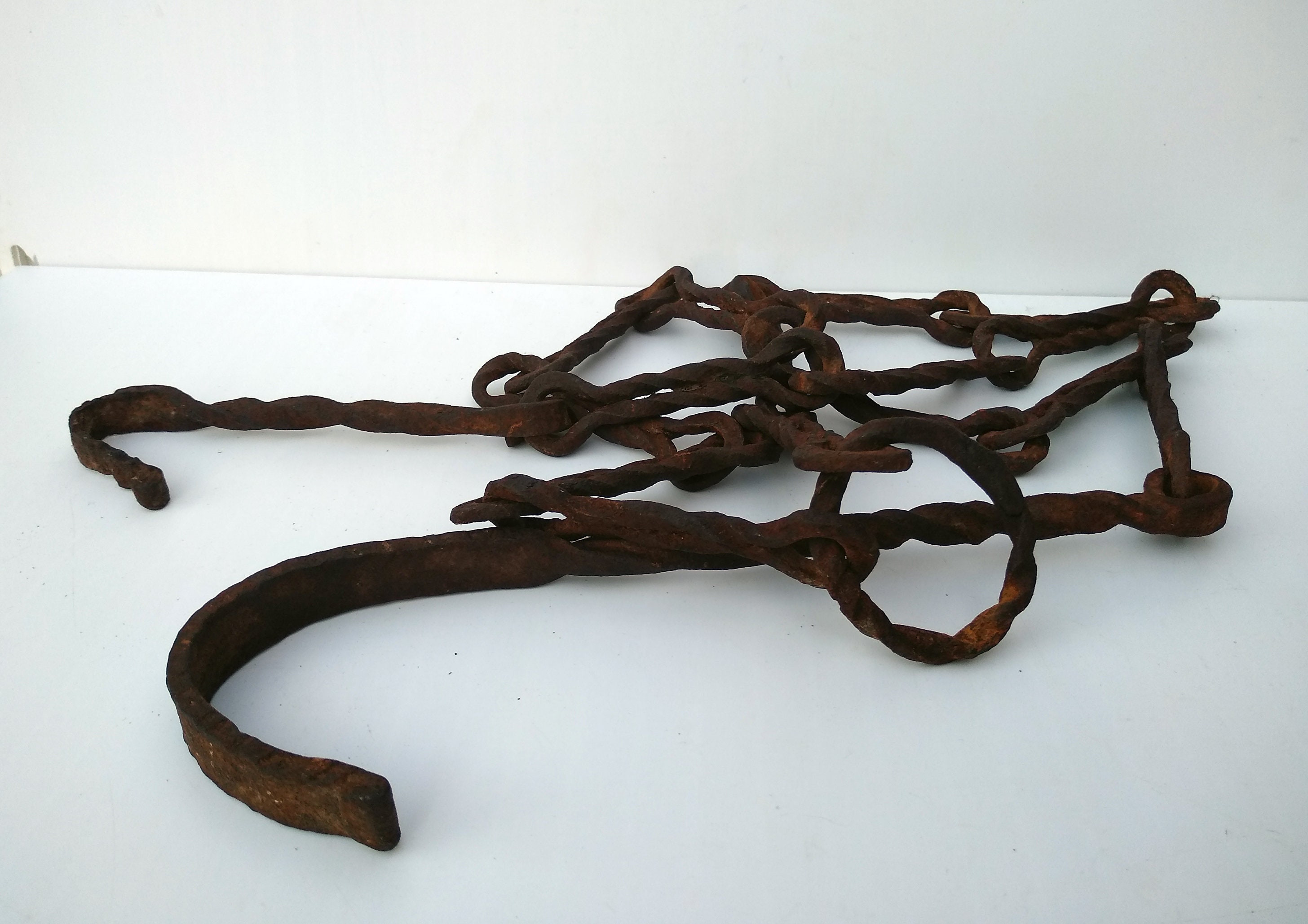 Antique Primitive 18th C. Rare Hand Forged Wrought Iron Hearth ...