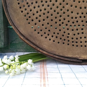 Antique Primitive Rare Wooden Leather Sieve 1800s Sieve - Old Large ...