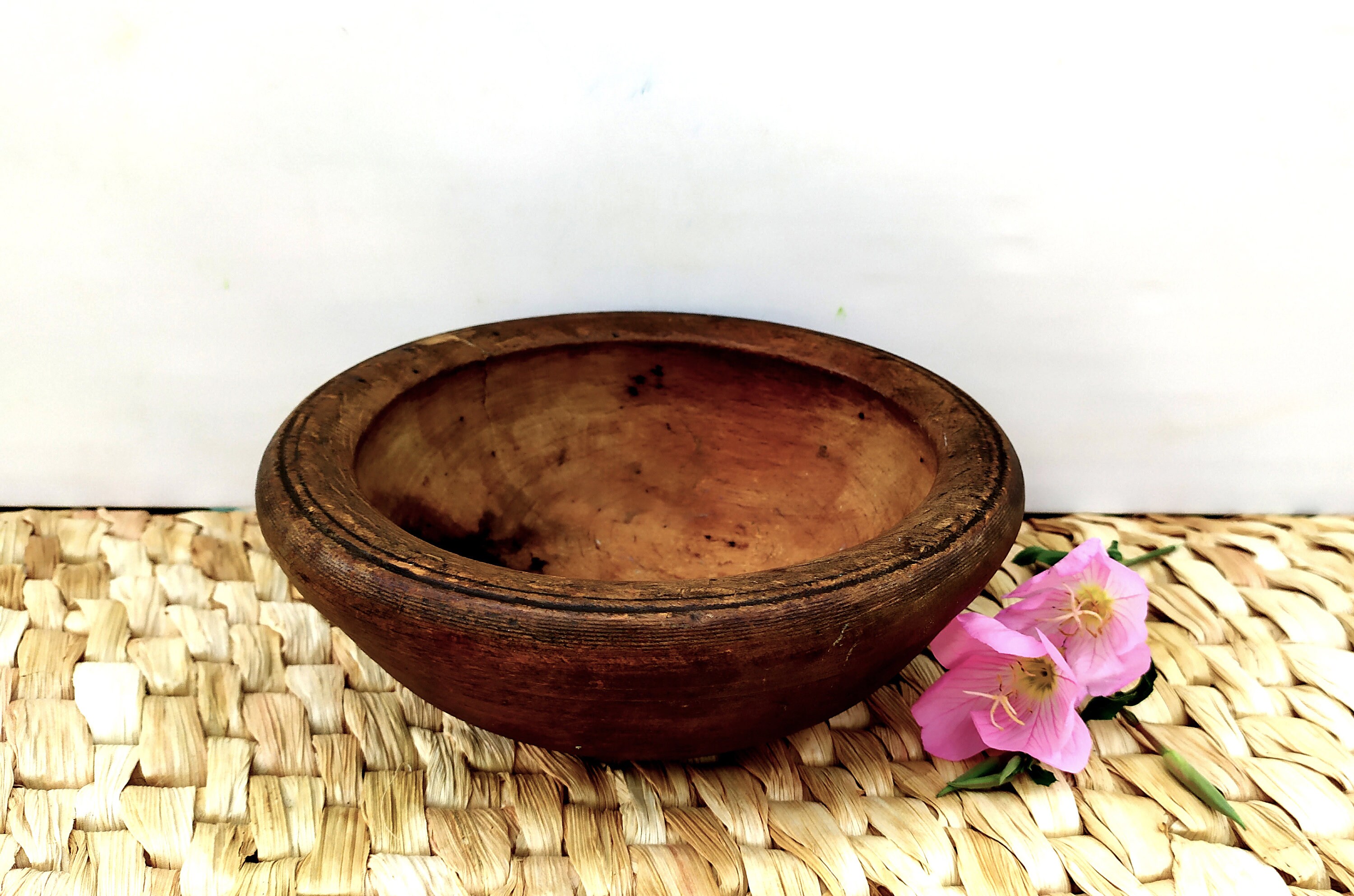 Antique Primitive Wooden Bowl Fruit Bowl Salad Bowl Rustic Home Kitchen ...