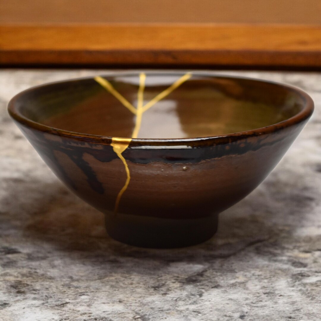 FOODSAFE TRADITIONAL KINTSUGI Dark Brown Chawan for Matcha Tea - Etsy