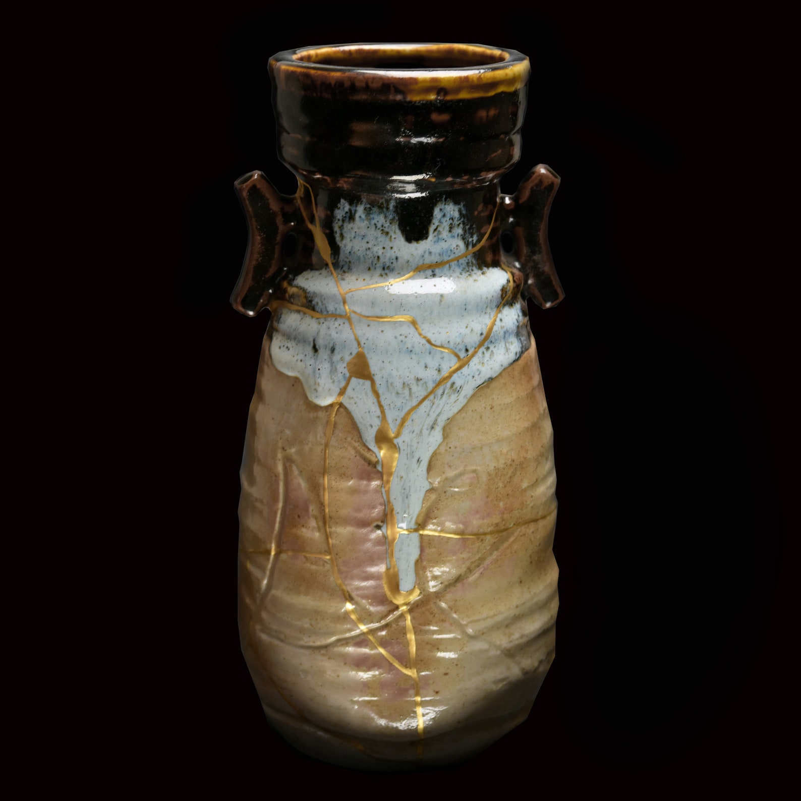 REAL GOLD KINTSUGI Brown Vase Japan Gift Wabisabi - Etsy