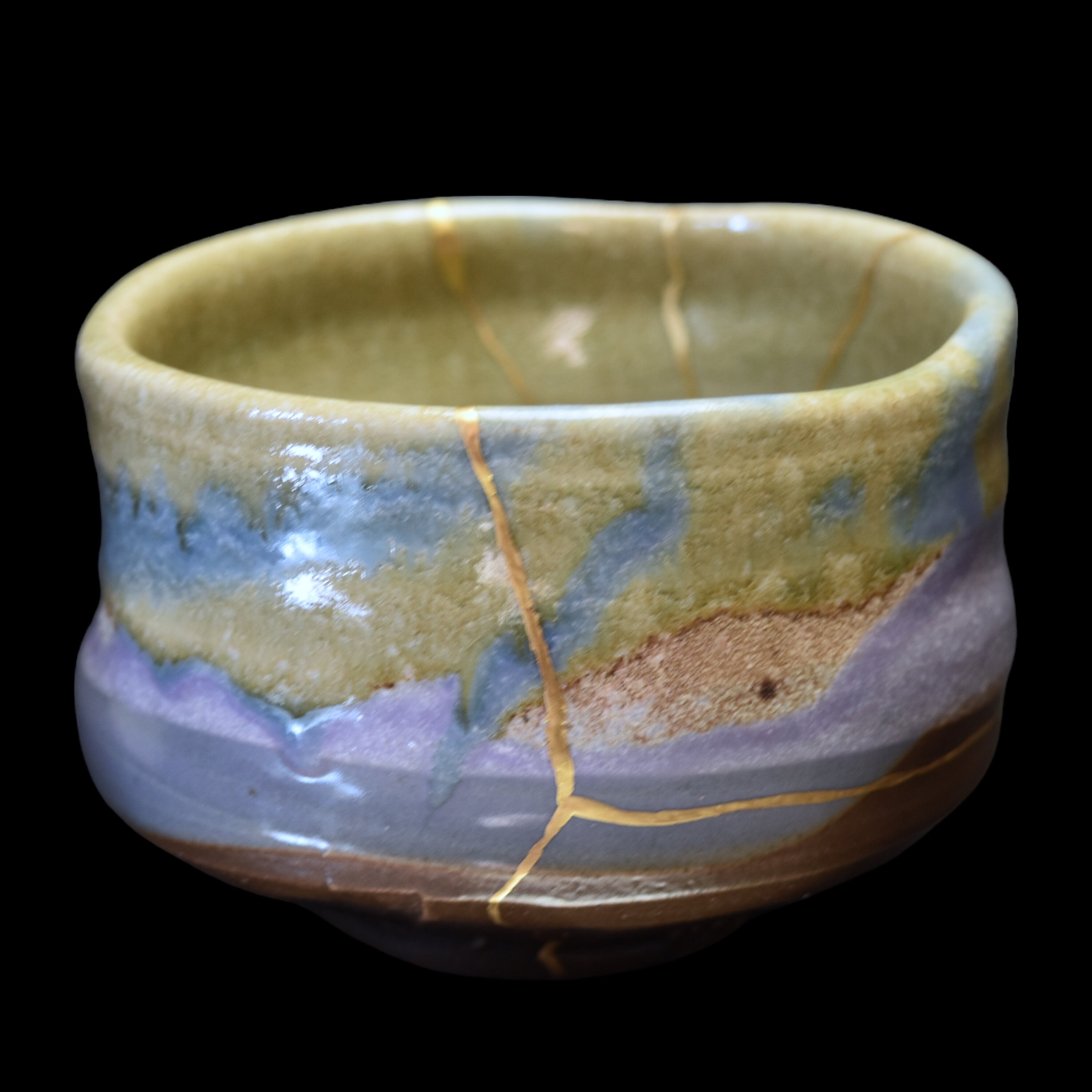 FOODSAFE TRADITIONAL KINTSUGI With Pure Real Gold Rainbow Chawan Tea ...