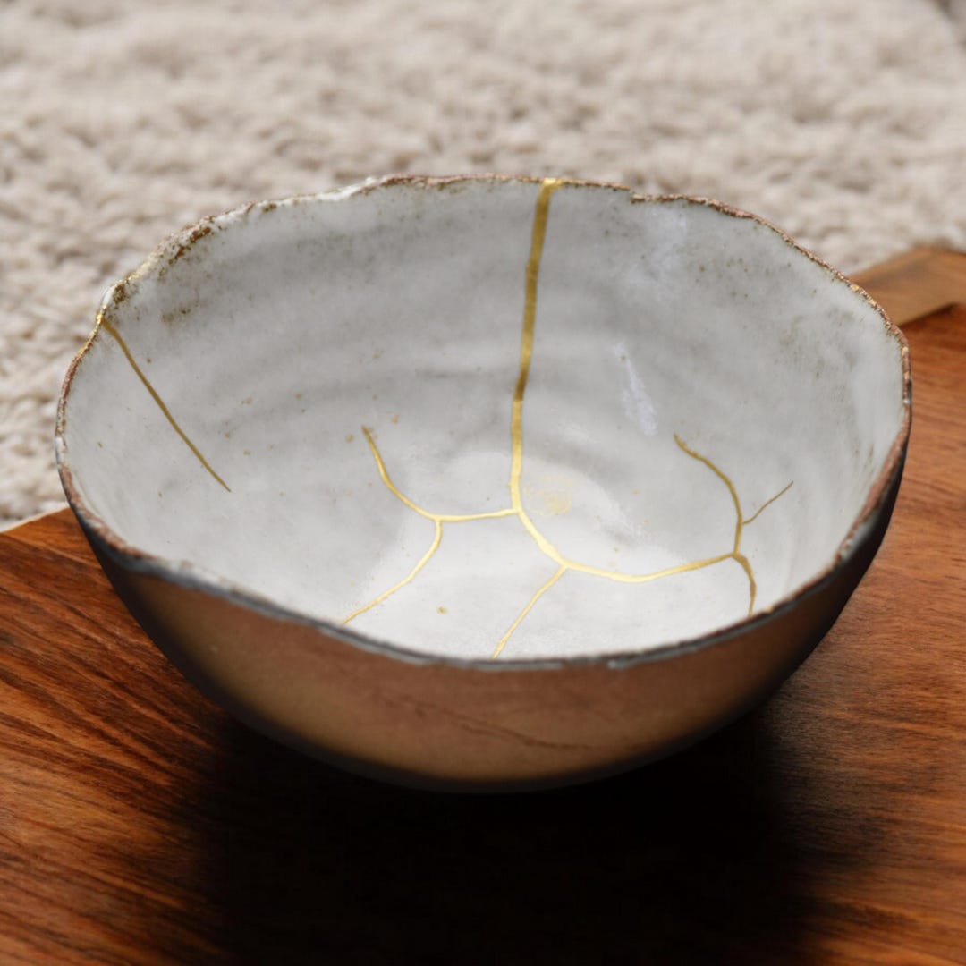FOODSAFE TRADITIONAL KINTSUGI With Pure Real Gold Japanese Chawan ...