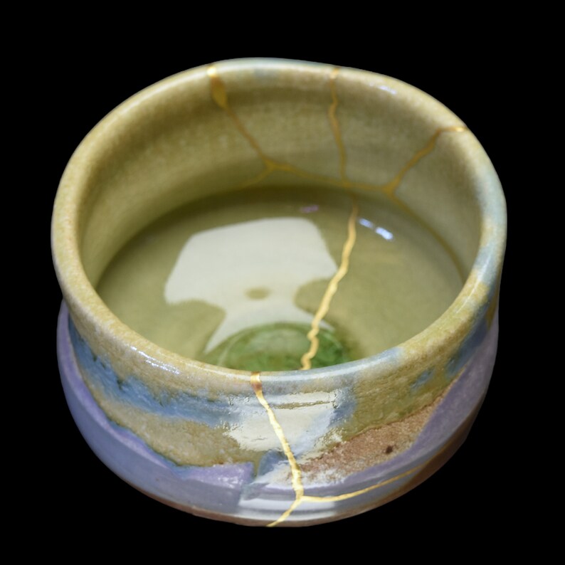 FOODSAFE TRADITIONAL KINTSUGI With Pure Real Gold Rainbow Chawan Tea ...