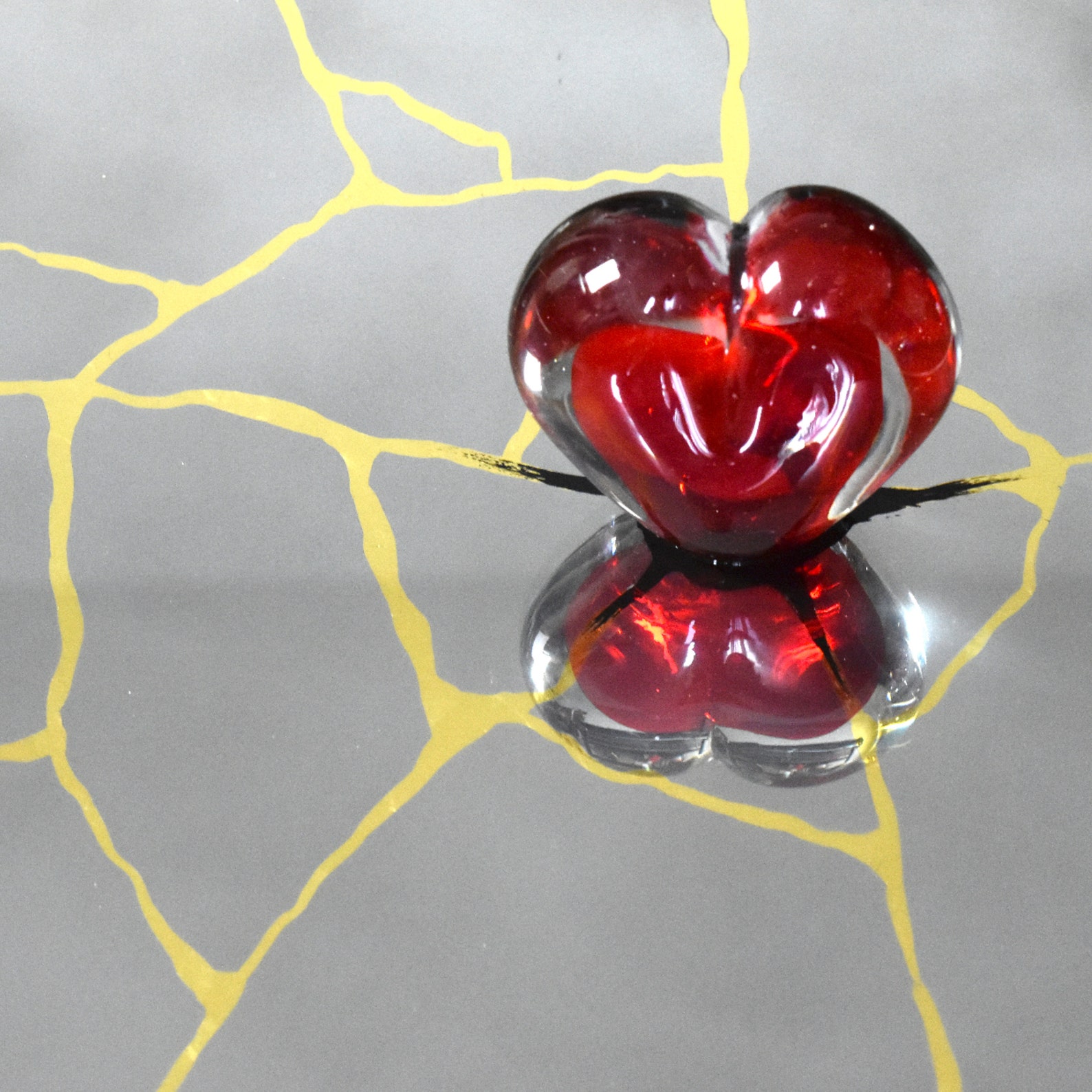 Gold Mirror Kintsugi With Heart - Etsy