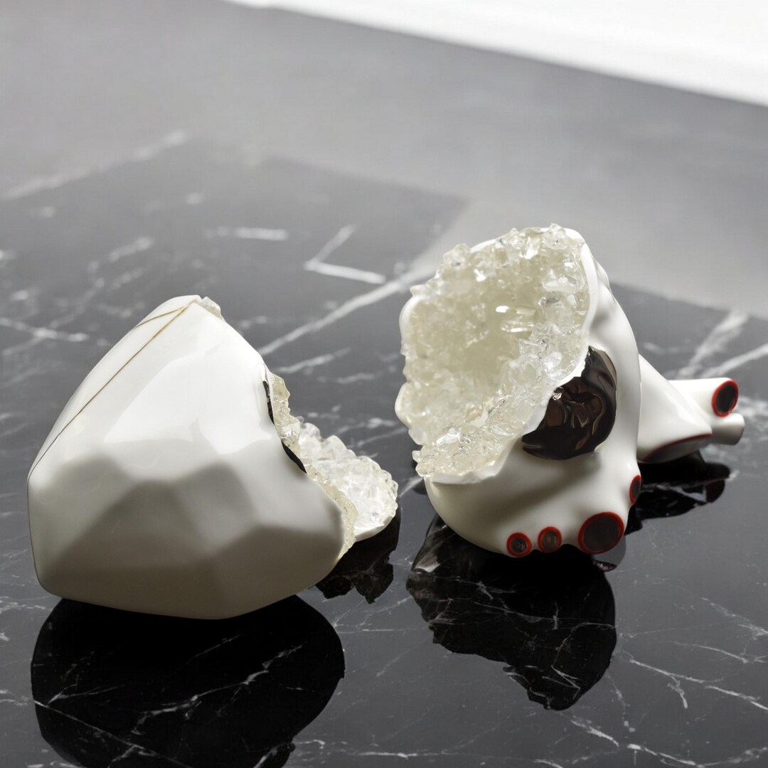 REAL GOLD KINTSUGI Heart Kintsugi Gold Urushi Kinstukoroi Art Sculpture ...