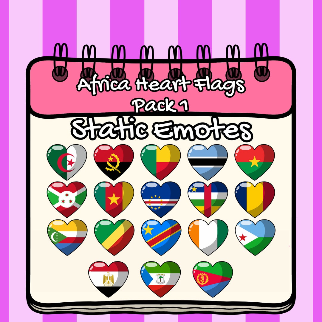 18x Glossy Patriotic African Continent Heart Flags Emotes Bundle Pack 1 ...