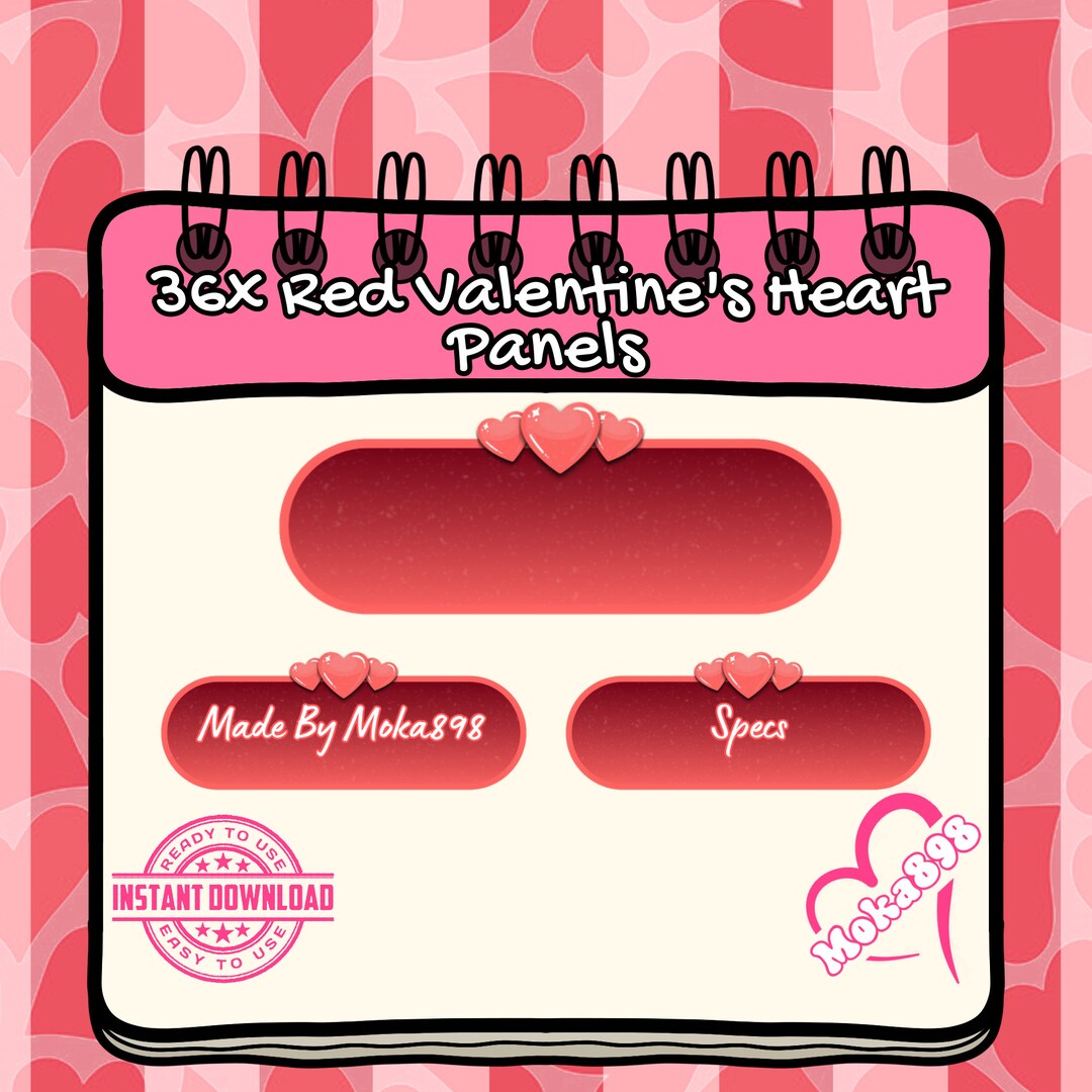 36x Simple Smooth Red Gradient Valentine's Love Heart Panels Perfect ...