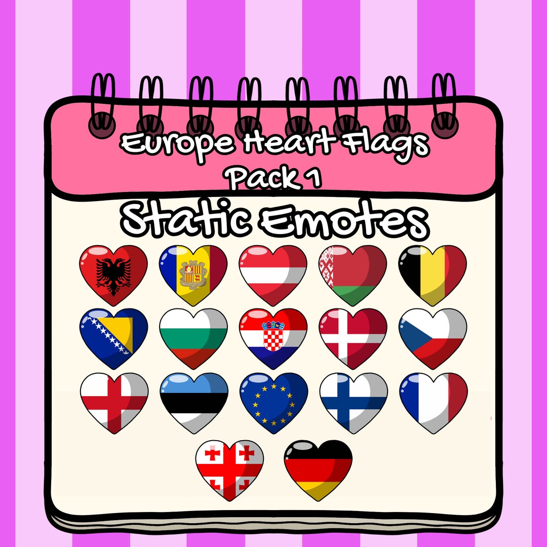 17x Glossy Patriotic Europe Continent Heart Flags Emotes Bundle Pack 1 ...