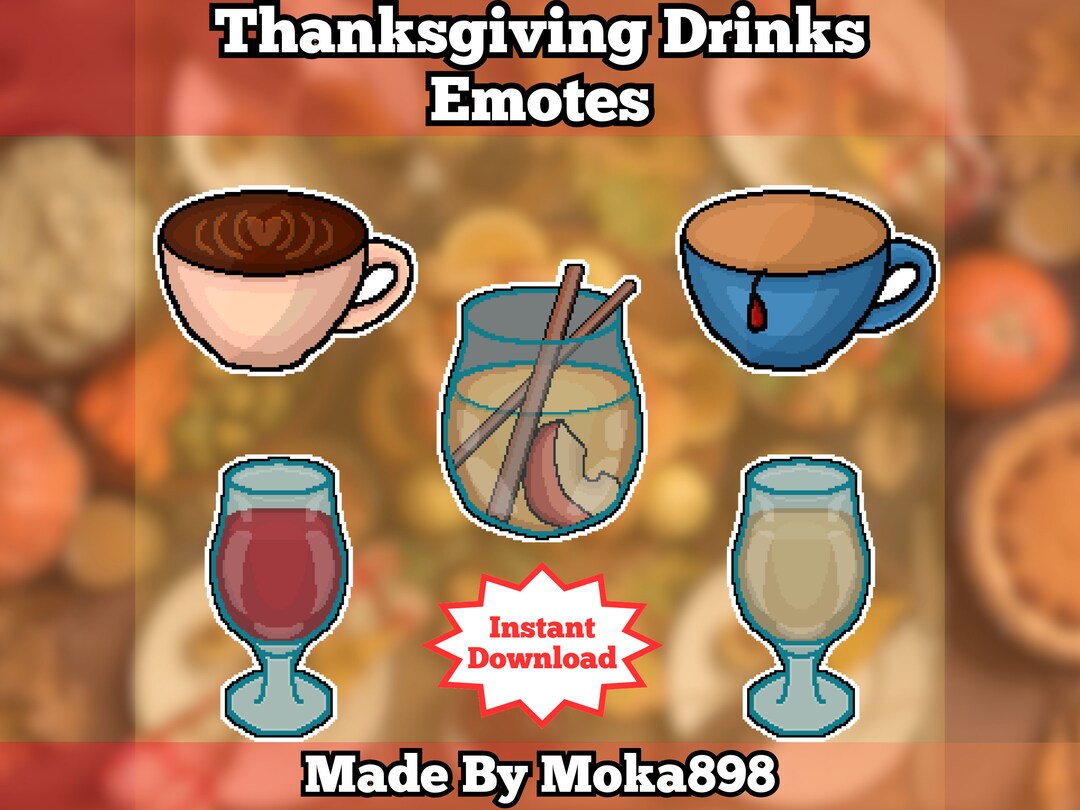Thanksgiving Drinks Emotes Pixel Art Twitch Discord - Etsy