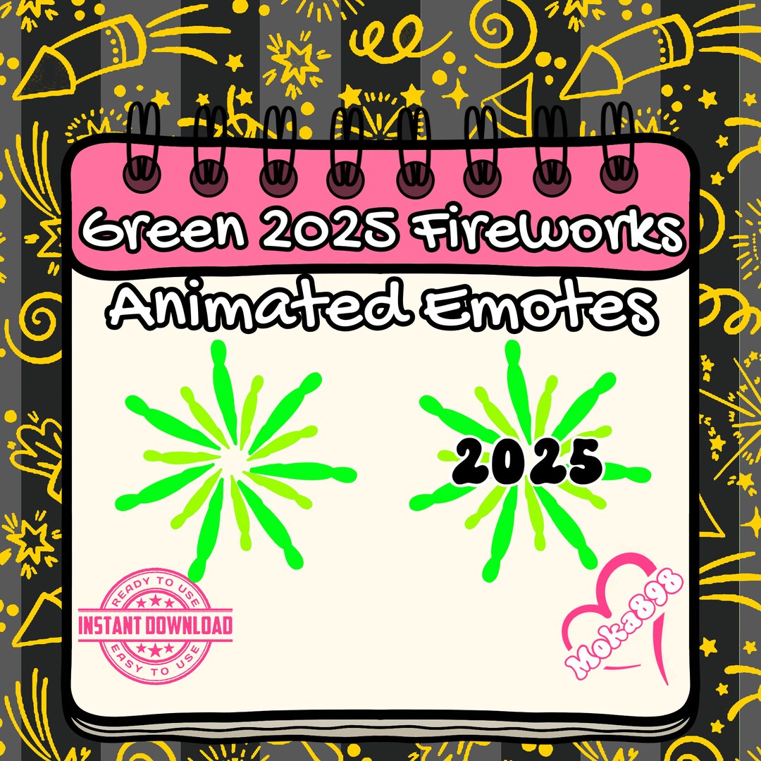 2x Animated GIF Lime and Dark Green Explosive Colourful 2025 Fireworks ...