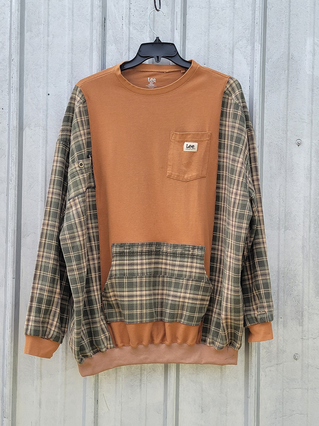 Flannel Rework T Shirt, Upcycled Carhartt Clothing, OOAK Flannel ...