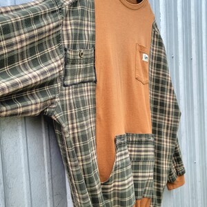 Flannel Rework T Shirt, Upcycled Carhartt Clothing, OOAK Flannel ...