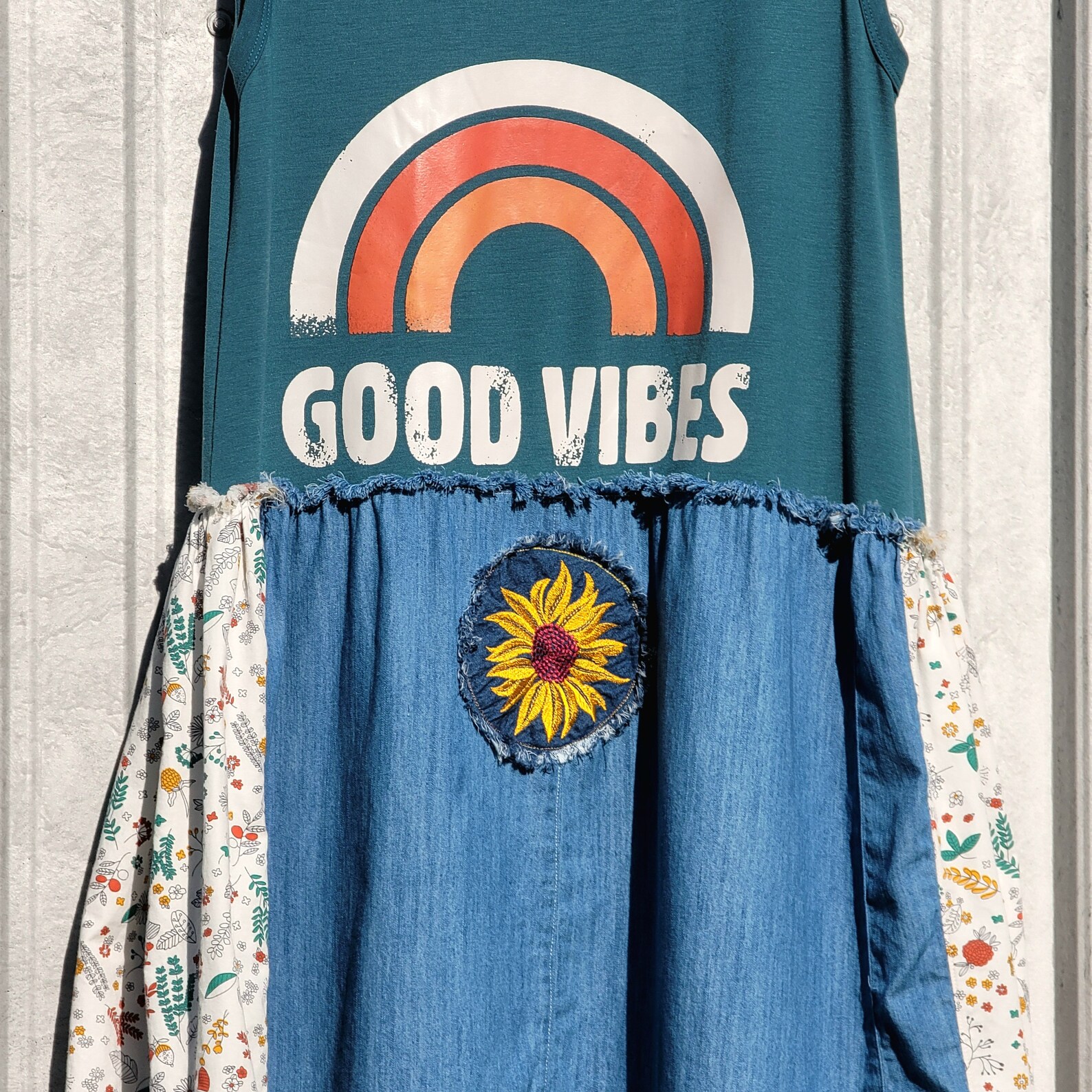 Upcycled Tshirt Dress, Reworked Boho Dress, Festival Dress, Upcycled ...