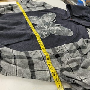 Reworked Hoodie, Upcycled Hoodie, Repurposed Clothing, Flannel Rework ...