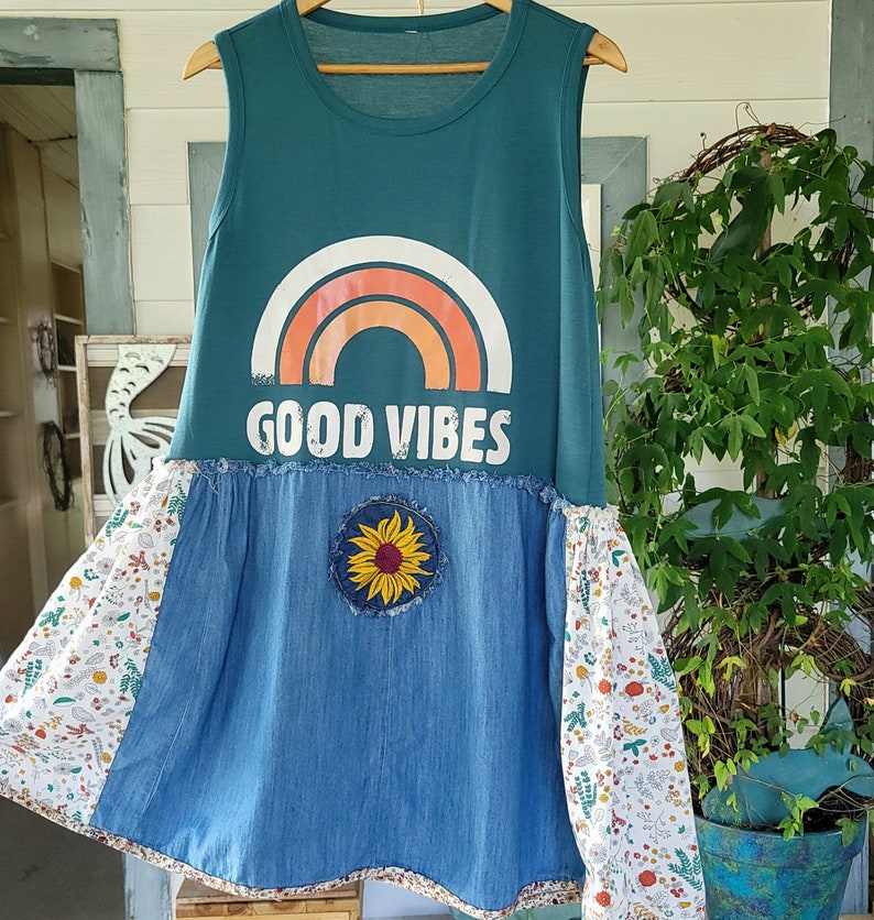 Upcycled Tshirt Dress, Reworked Boho Dress, Festival Dress, Upcycled ...