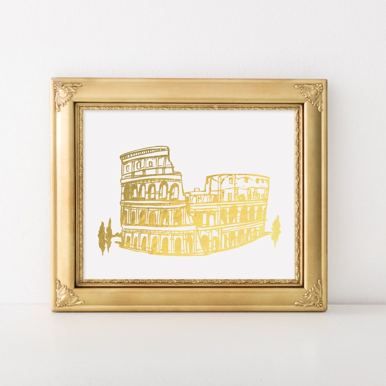 Rome Colosseum Gold Foil Art Print | Etsy