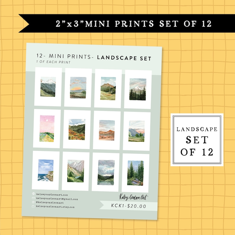2x3 Mini Prints Watercolor Landscape Paintings - Etsy