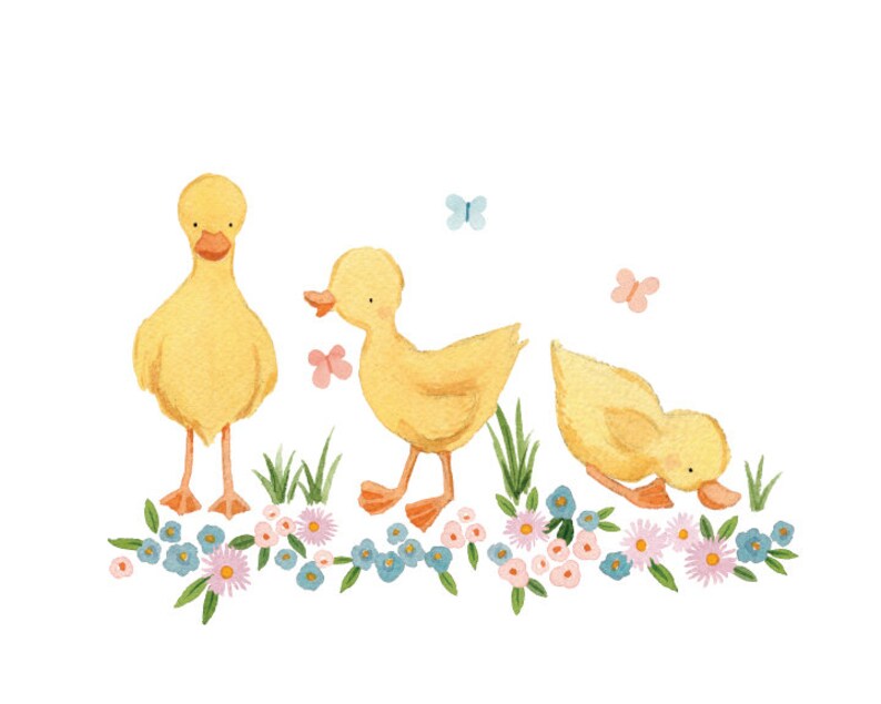 Watercolor Spring Ducklings Art Print - Etsy