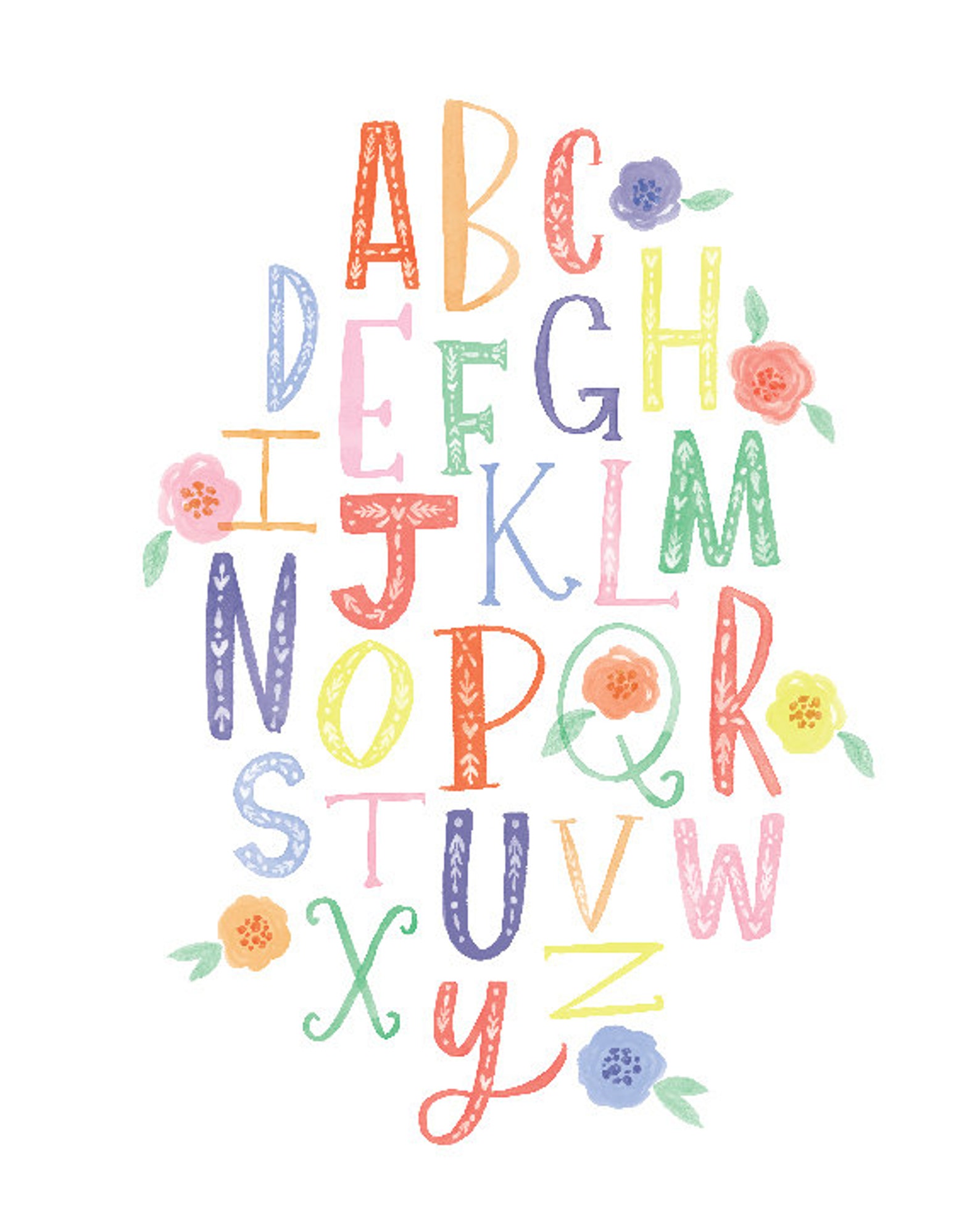 Hand Painted Little Girl's Abc's Print | Etsy