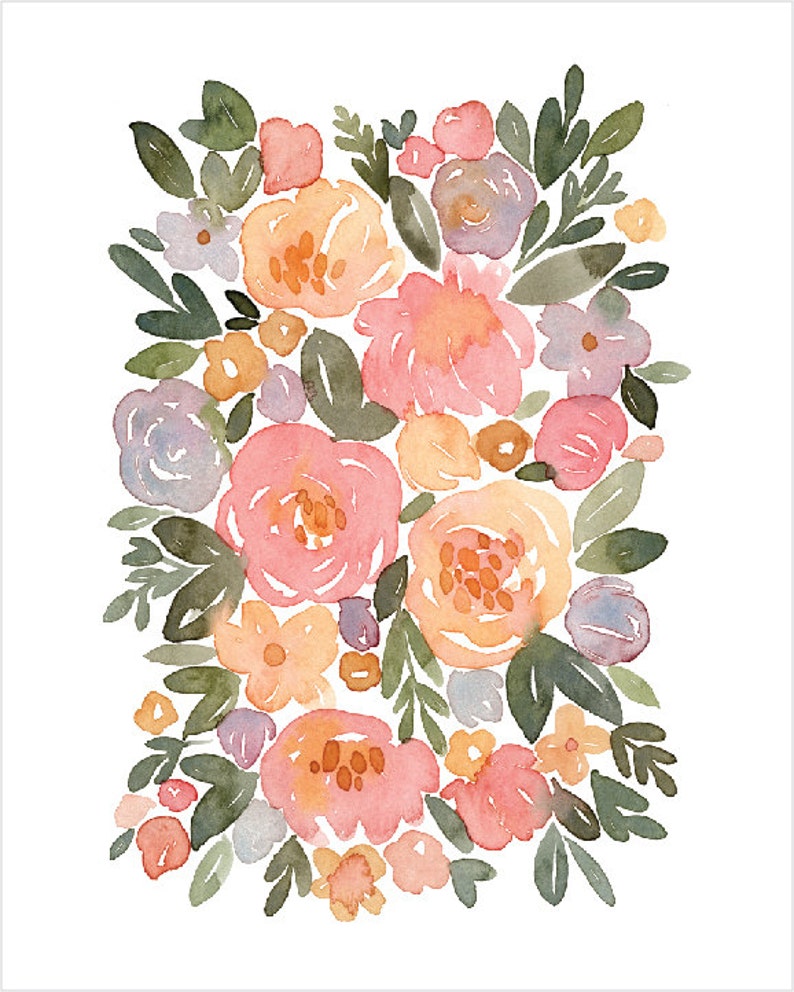 Tangled Floral Watercolor Print - Etsy